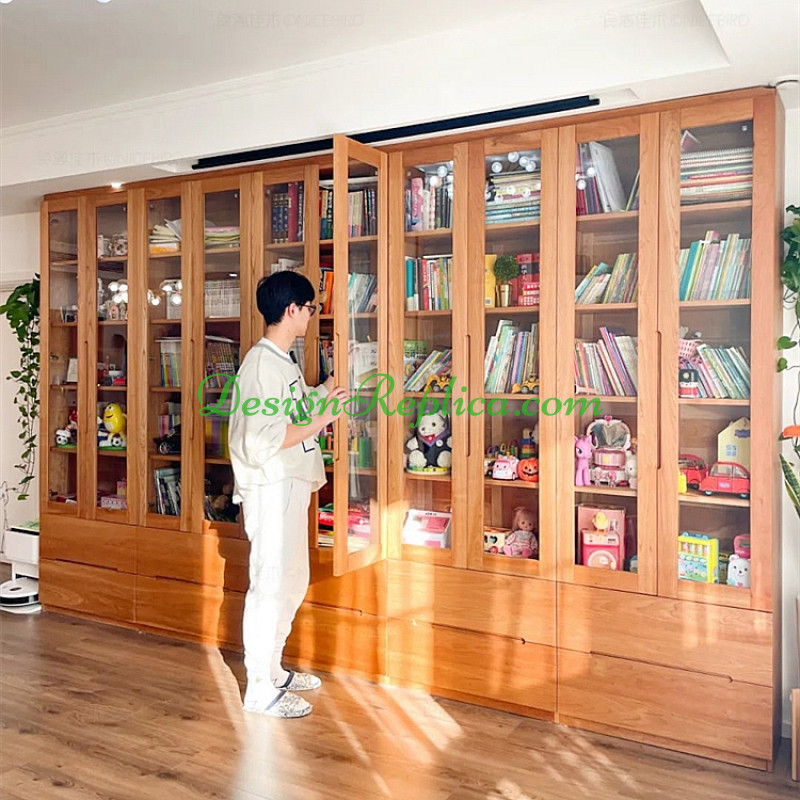 Modern Minimalist Solid Wood Office Bookshelf Combination Cabinet ...