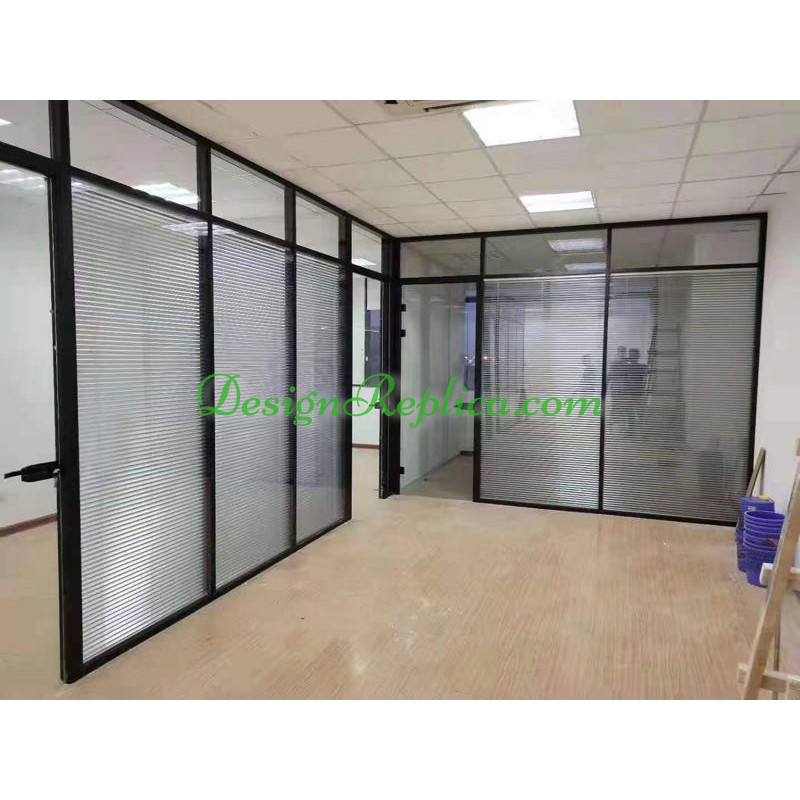 Office Glass partition Double Layer Louvre Window Aluminum Alloy ...