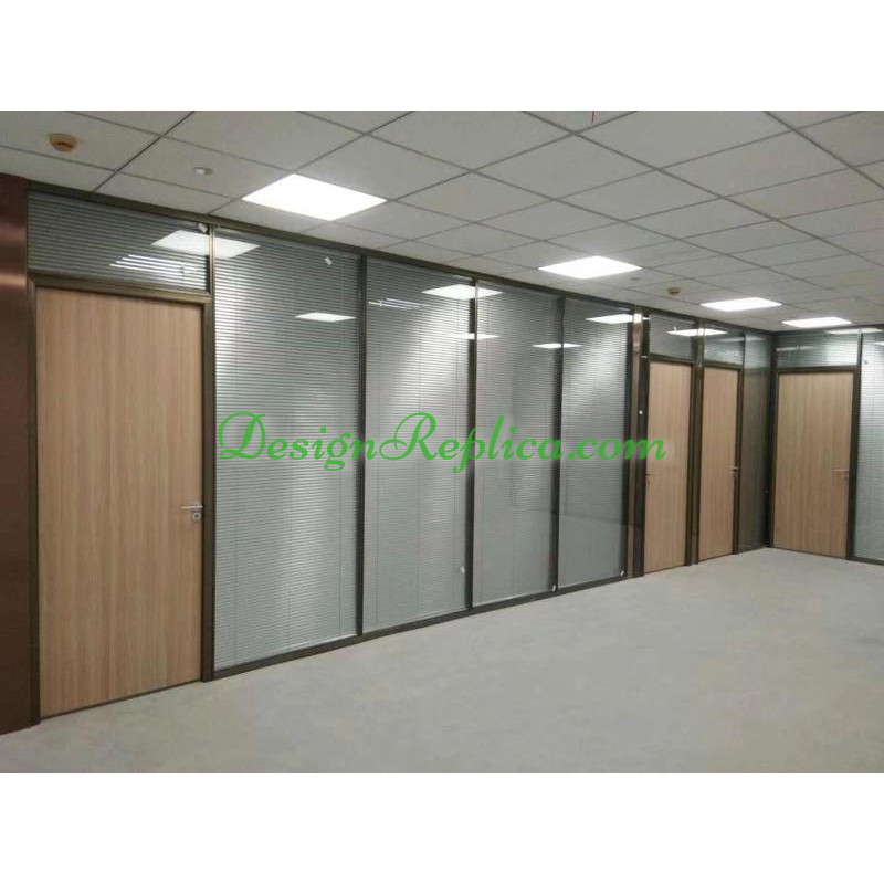 Office Glass partition Double Layer Louvre Window Aluminum Alloy ...